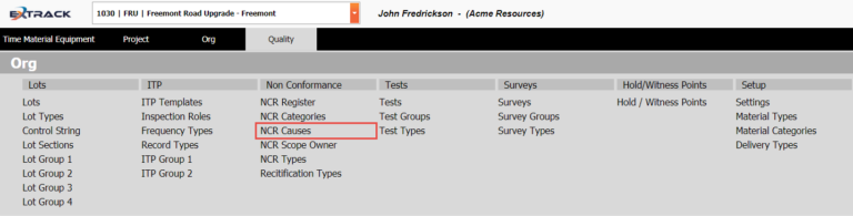 Quality – NCR – Causes – ExTrack